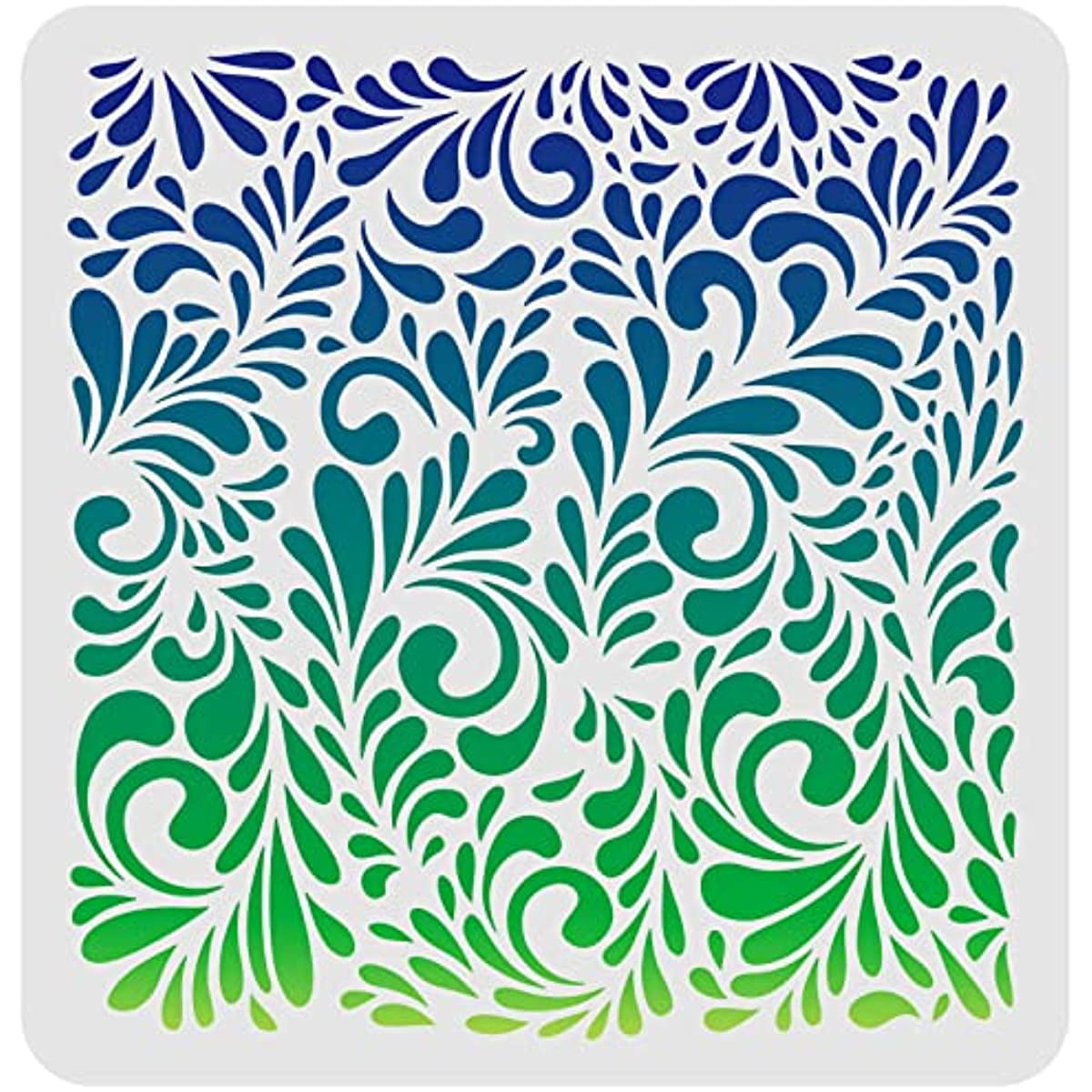 Floral Swirl All Over Pattern Stencil Template 11.8x11.8 Inch Drawing ...