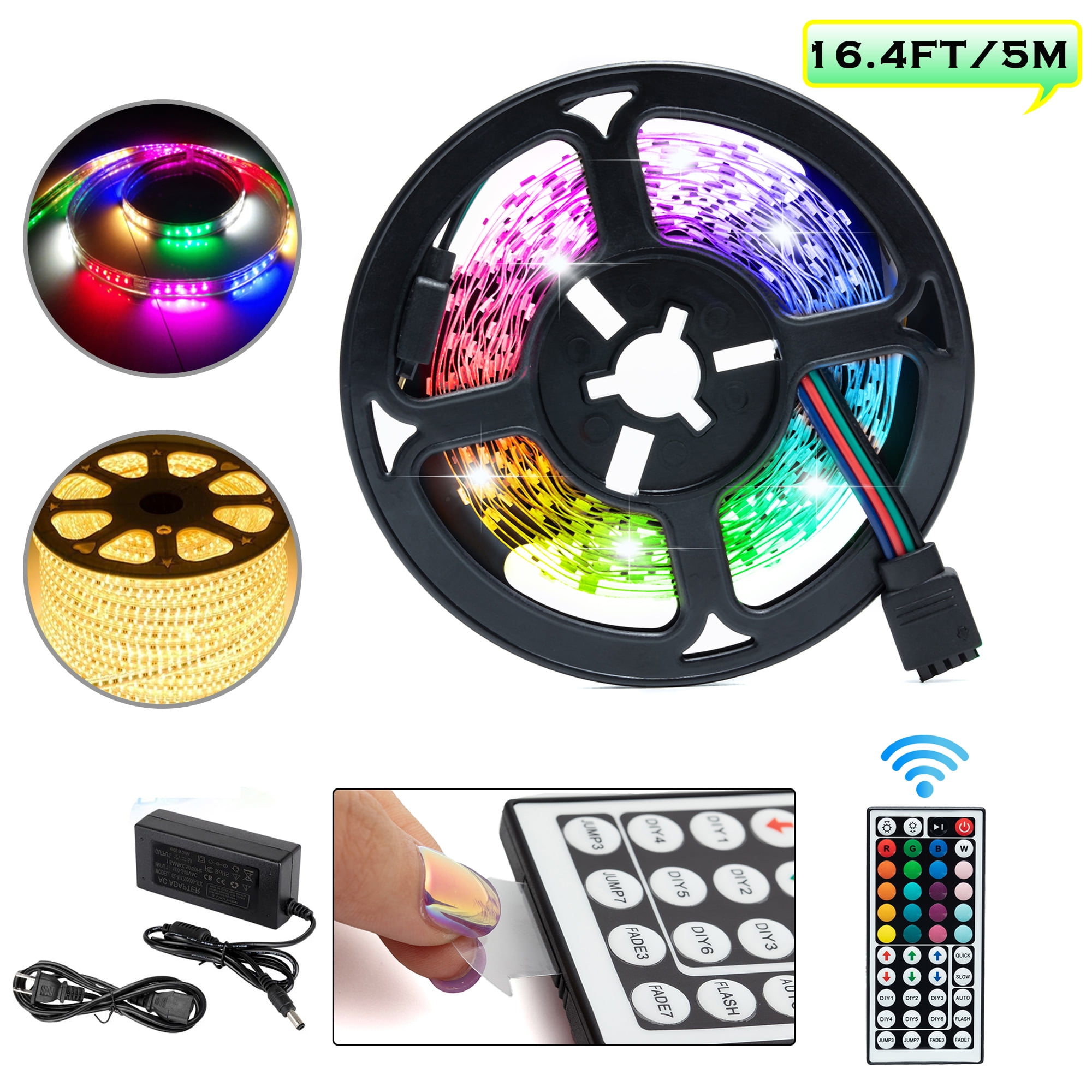 LELINTA 16.4ft RGB Led Strip Lights, RGB 3528 Color Changing Led Light ...