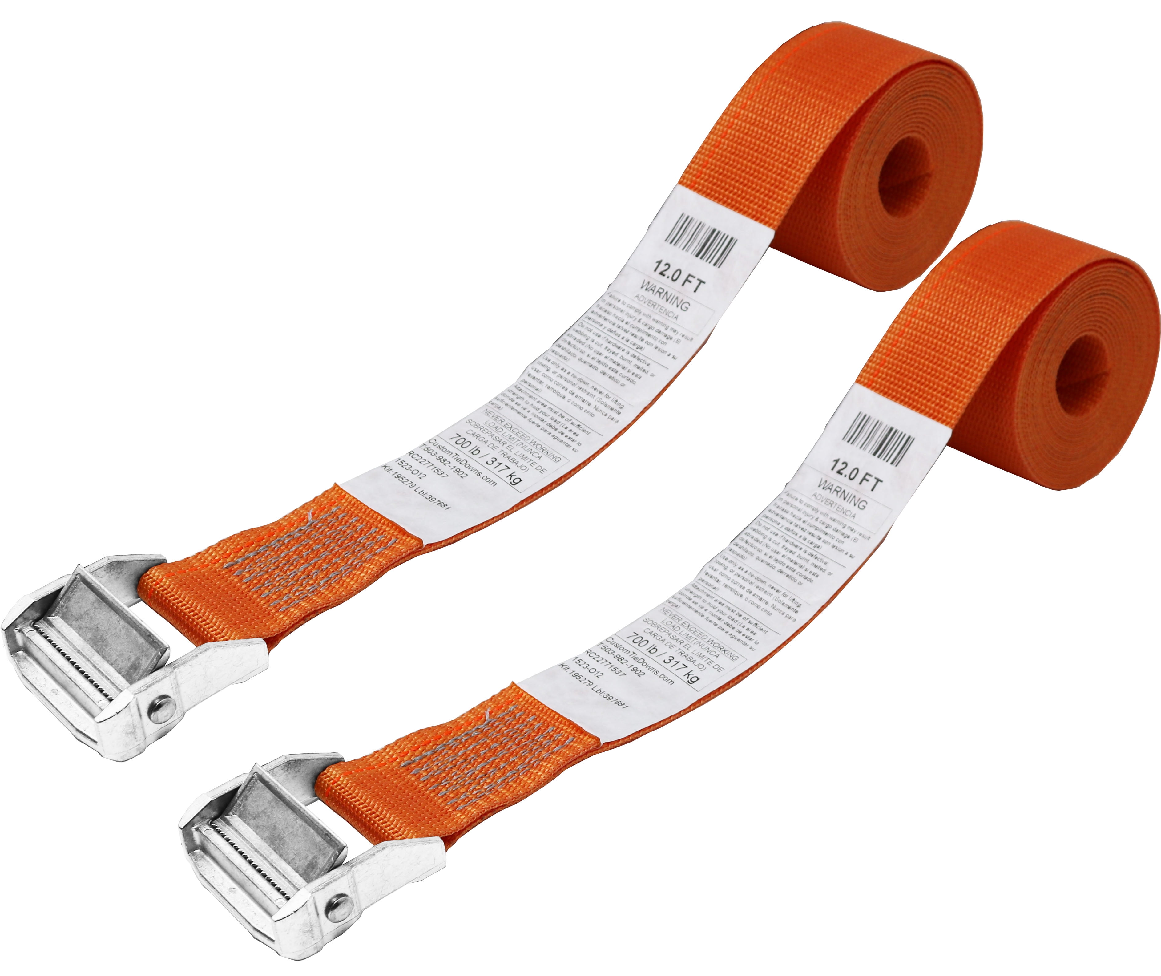 CustomTieDowns 2 Pack, 2 Inch x 12 Foot Cam Buckle Cinch Strap. Endless ...