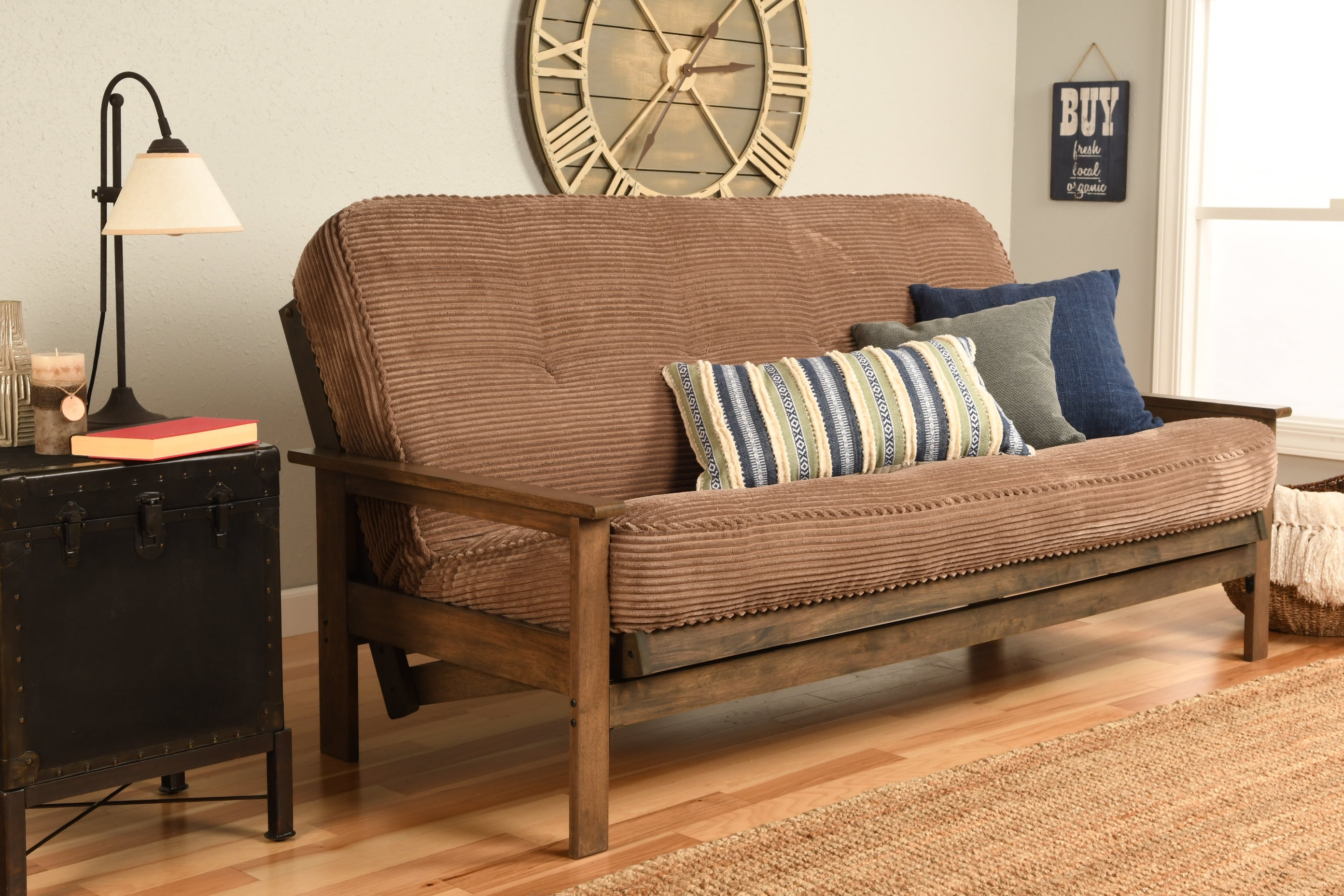 Albany Futon in Rustic Walnut Finish, Multiple Colors - Walmart.com