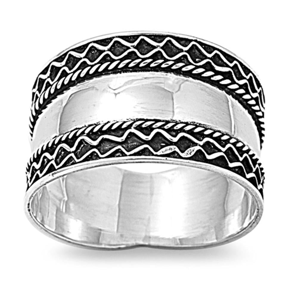 Bali Rope Wide Thumb Ring .925 Sterling Silver Band Jewelry Female Male ...