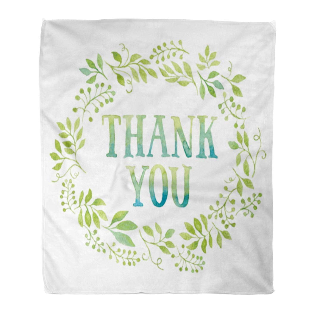 SIDONKU Flannel Throw Blanket Words Thank You in Simple and Cute Floral ...