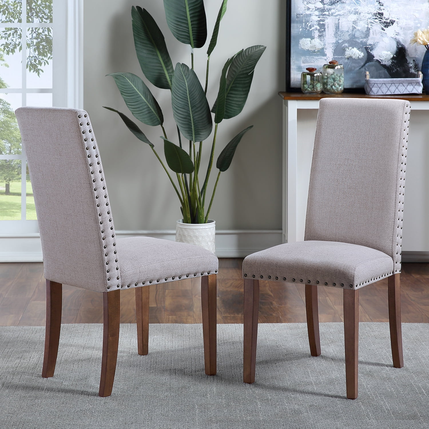 UHOMEPRO Contemporary Accent Chair, Fabric Upholstered Dining Chairs ...