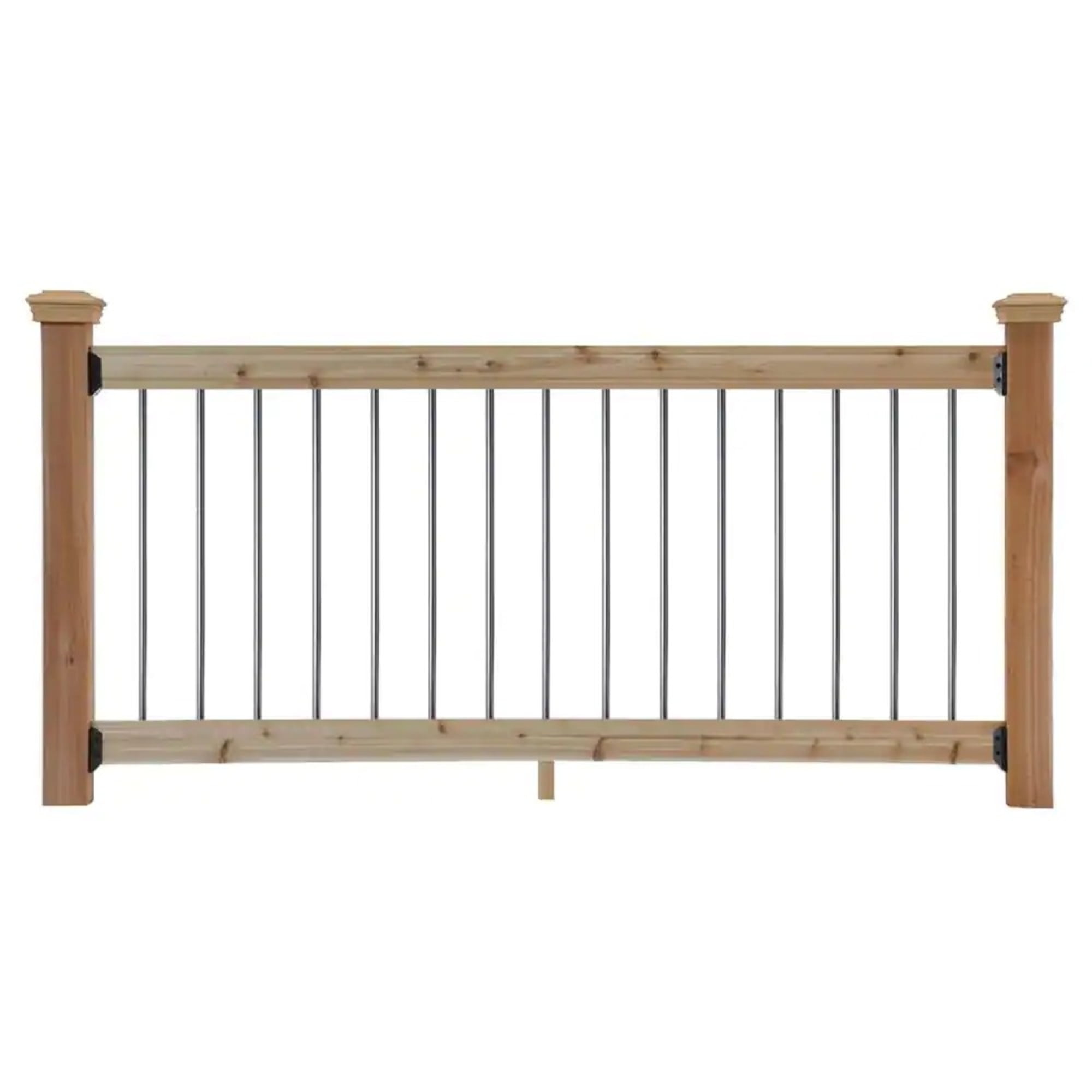 ProWood 6 ft. Wood Railing Kit with Aluminum Round Balusters, Cedar ...