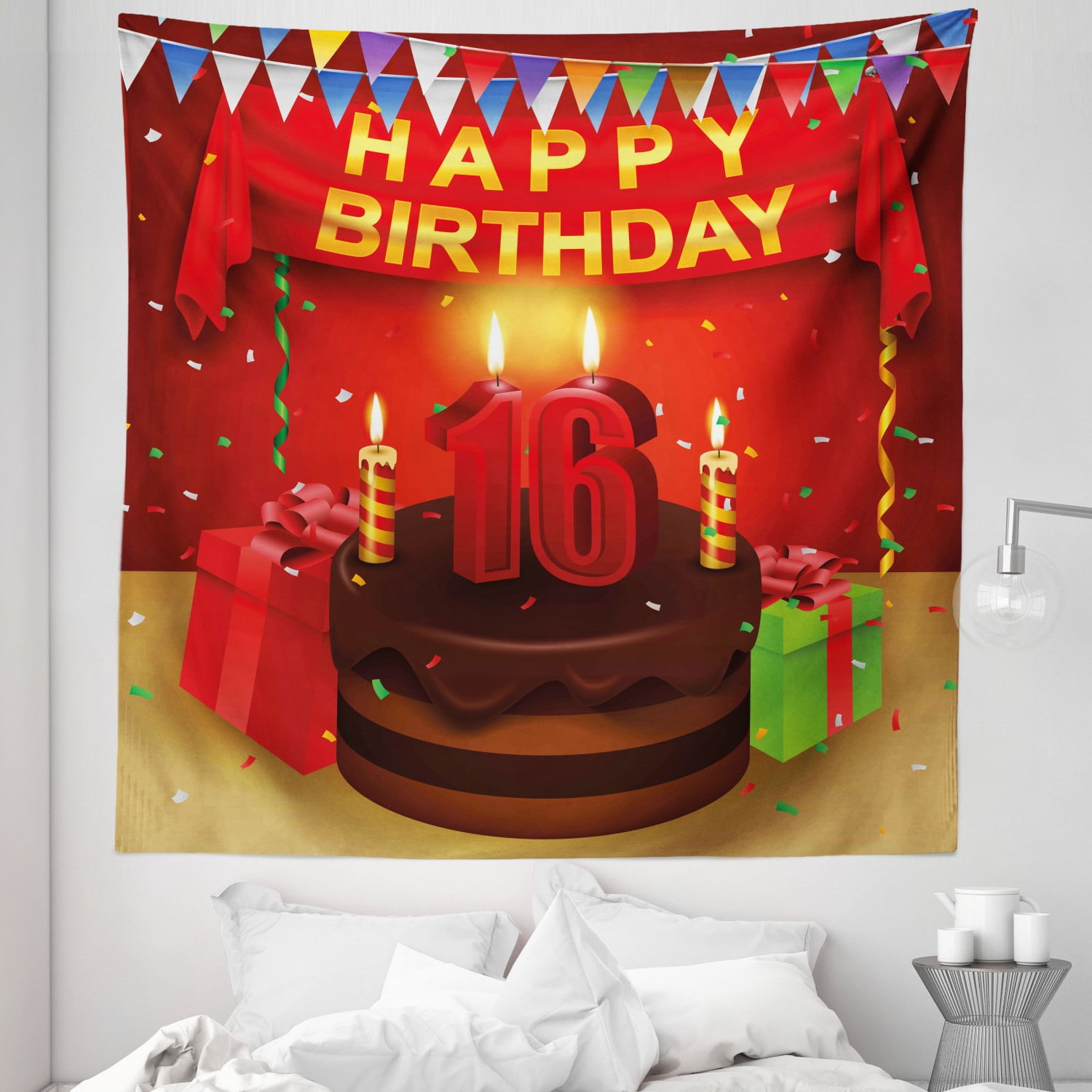 Fun Tapestry, Party Celebration with Flag Ribbon and Yummy Chocolate ...