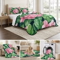 78x90in Quilt Bedding Set, Watercolor Spring Blossom Pink Flower ...