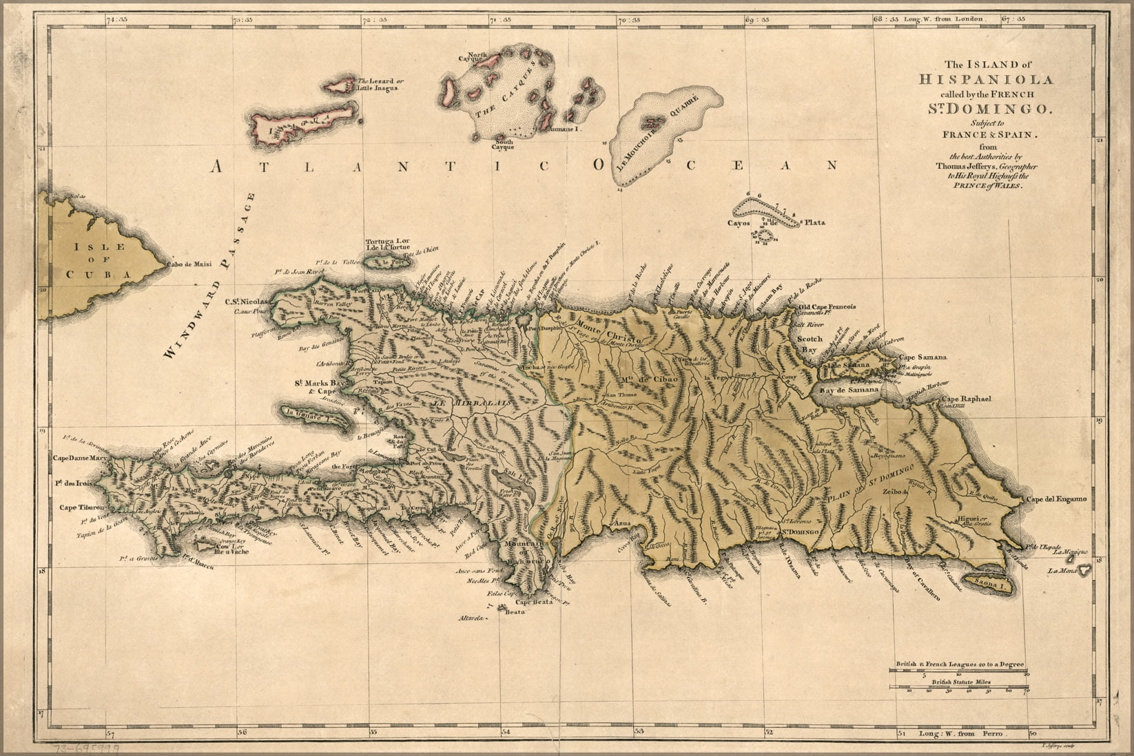 24"x36" Gallery Poster, map of Hispaniola haiti dominican republic 1762 ...