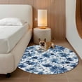 Abstract Floral Large Round Rug 7Ft Deep Blue Watercolor Daisies ...