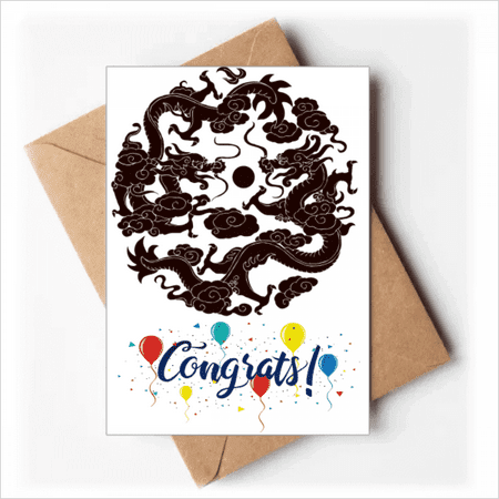 Two Chinese Dragon Animal Pearl Circle Wedding Cards Congratulations ...