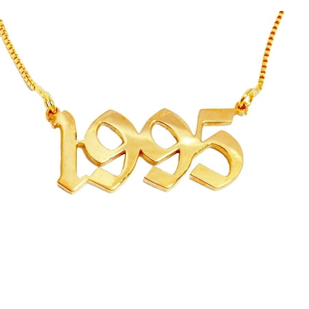 Personalized Birth Year Number Pendant Necklace in Old English 925 ...