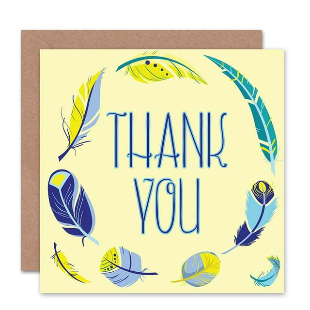 Thank You Thanks Feathers Greetings Card Plus Envelope Blank inside ...
