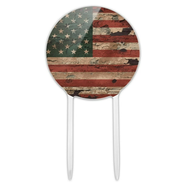Acrylic Rustic American USA Flag Distressed Cake Topper Party ...
