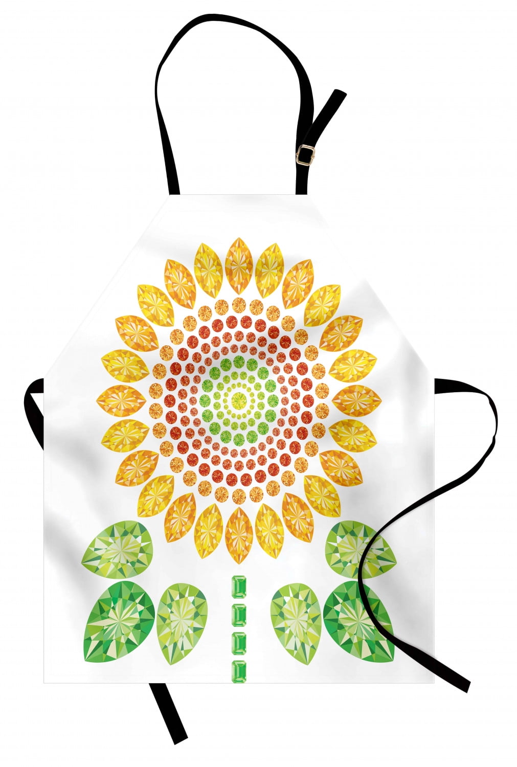 Sunflower Apron Round Sunflower Mandala Design with Diamond and Pearl ...