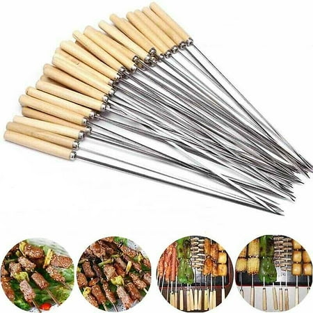 20/50/100pcs Bbq Forks Stainless Steel Bbq Flat Forks Kitchen Barbecue Skewers Tools-100Pcs ...