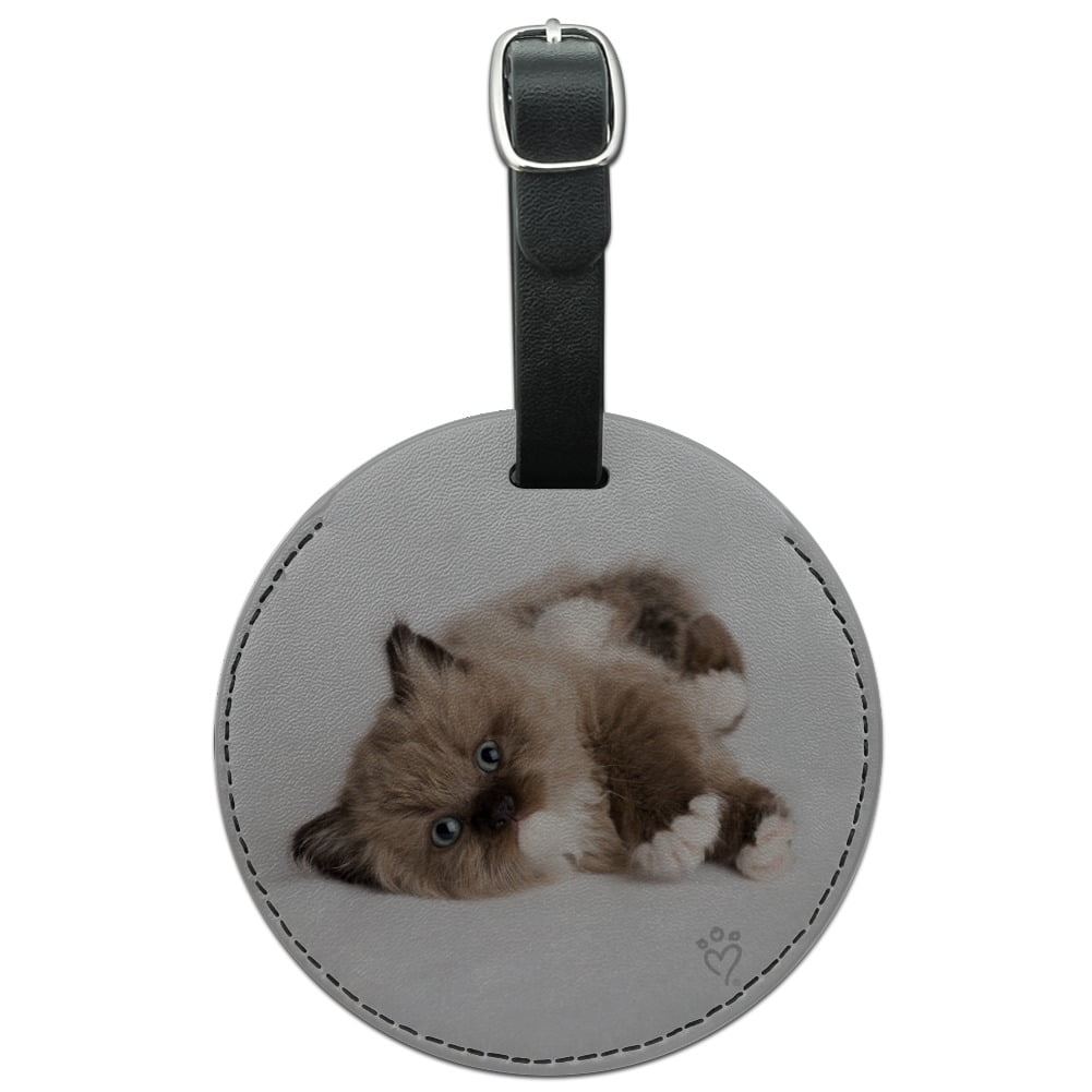 Miradoll Ragdoll Kitten Cat Brown Lazy Round Leather Luggage Card ...
