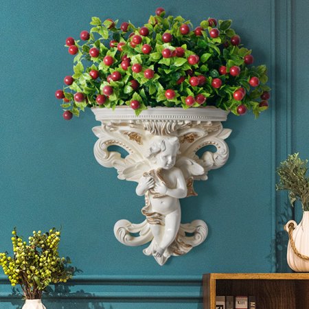 Flower Plant Flower Pot Wall Shelf Hanging Cupid Angel Plaster Art ...