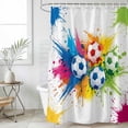 Colorful Soccer Balls Shower Curtain Set, Waterproof Shower Curtains ...