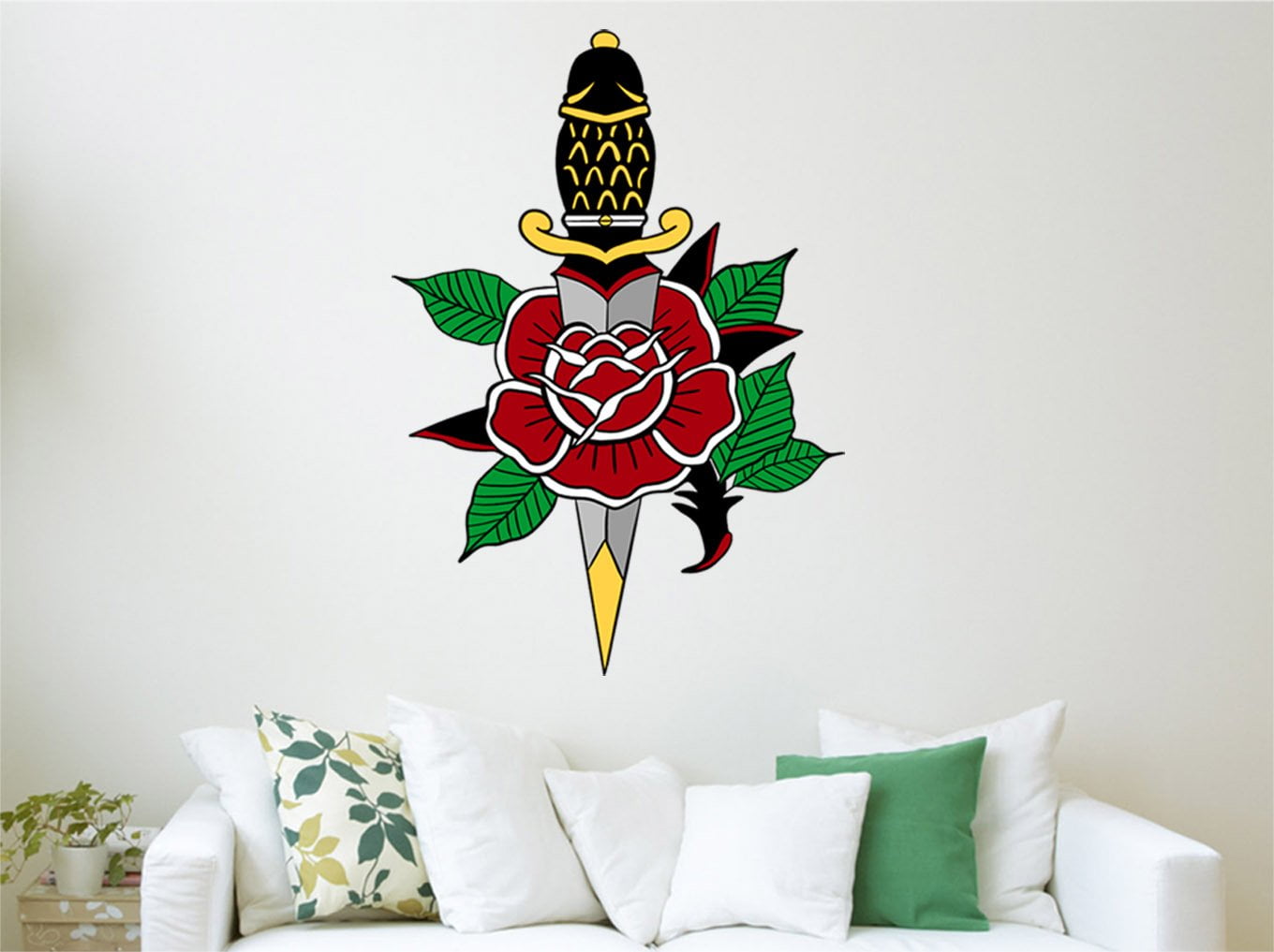 VWAQ American Traditional Dagger Decal Stickers - Tattoo Vinyl Wall Art ...