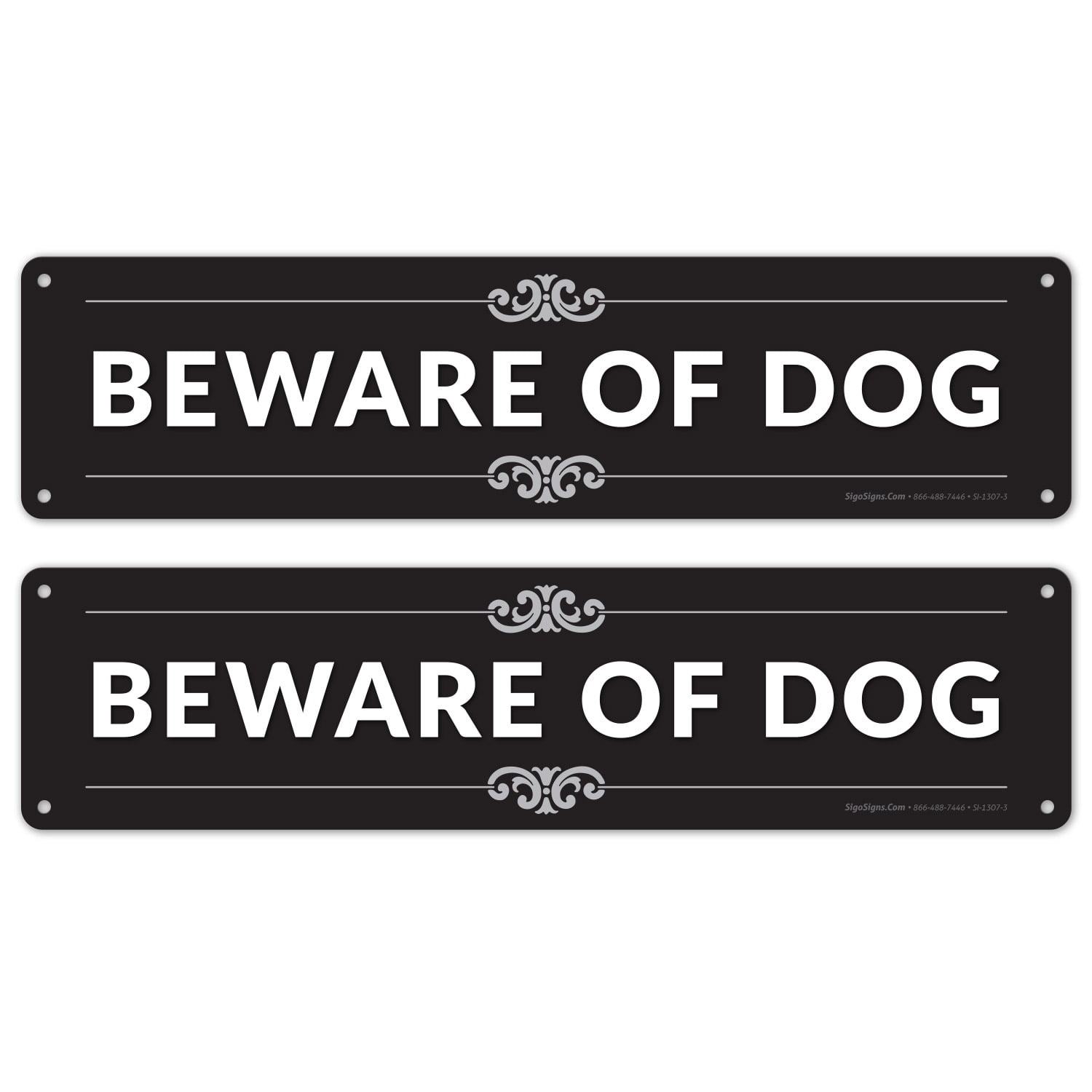 Beware Of Dog Black Sign, 3x12 2 PK Aluminum - Walmart.com