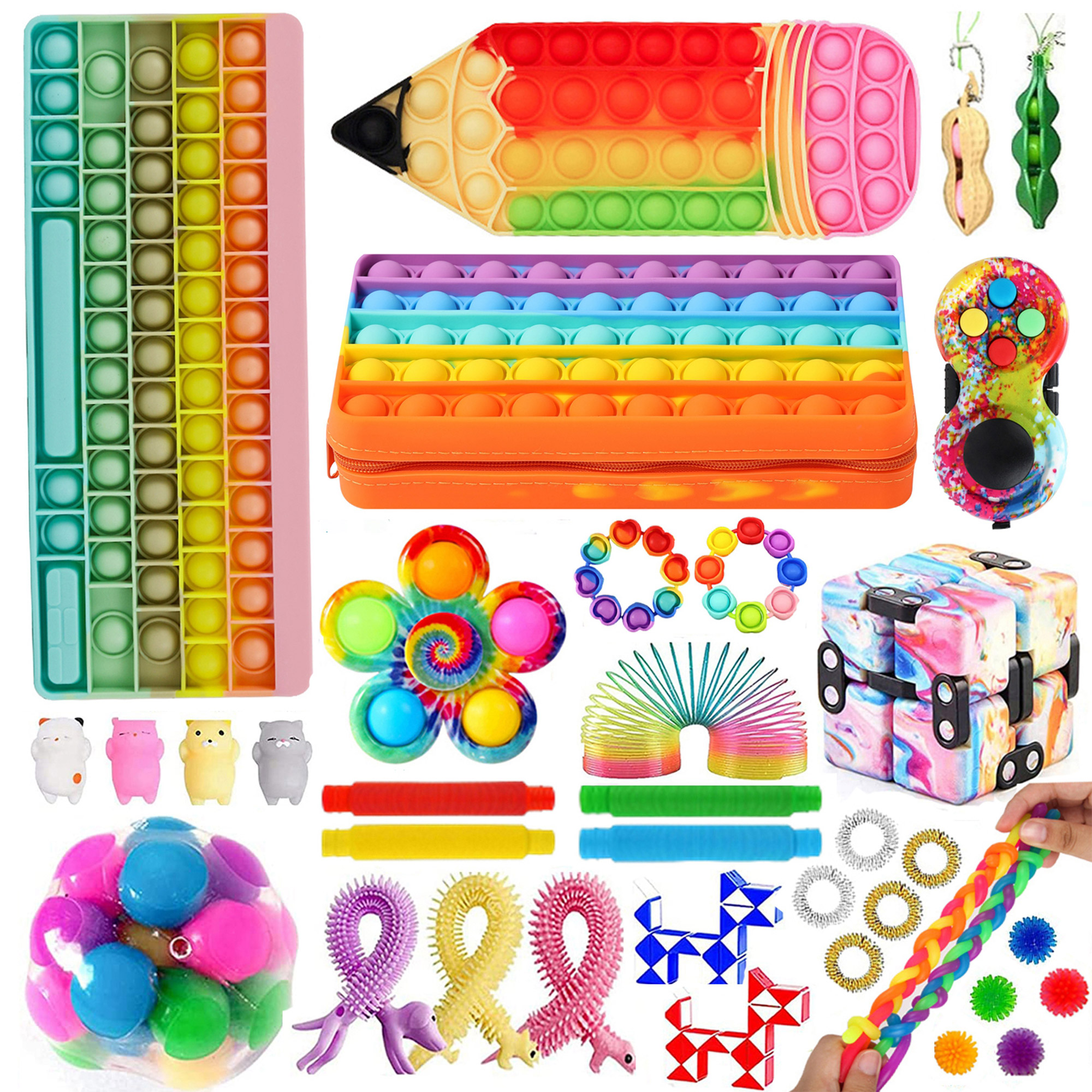 40pcs Fidget Packs Fidget Toys Pack with Big Keyboard Push Bubble Pop ...