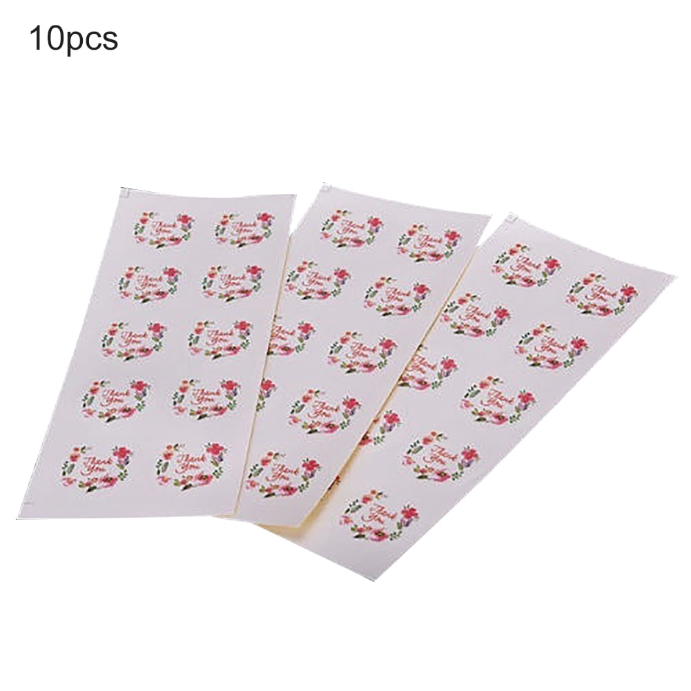 Hesroicy Set of 100 Round Thank You Flower Design Gift Box Labels ...