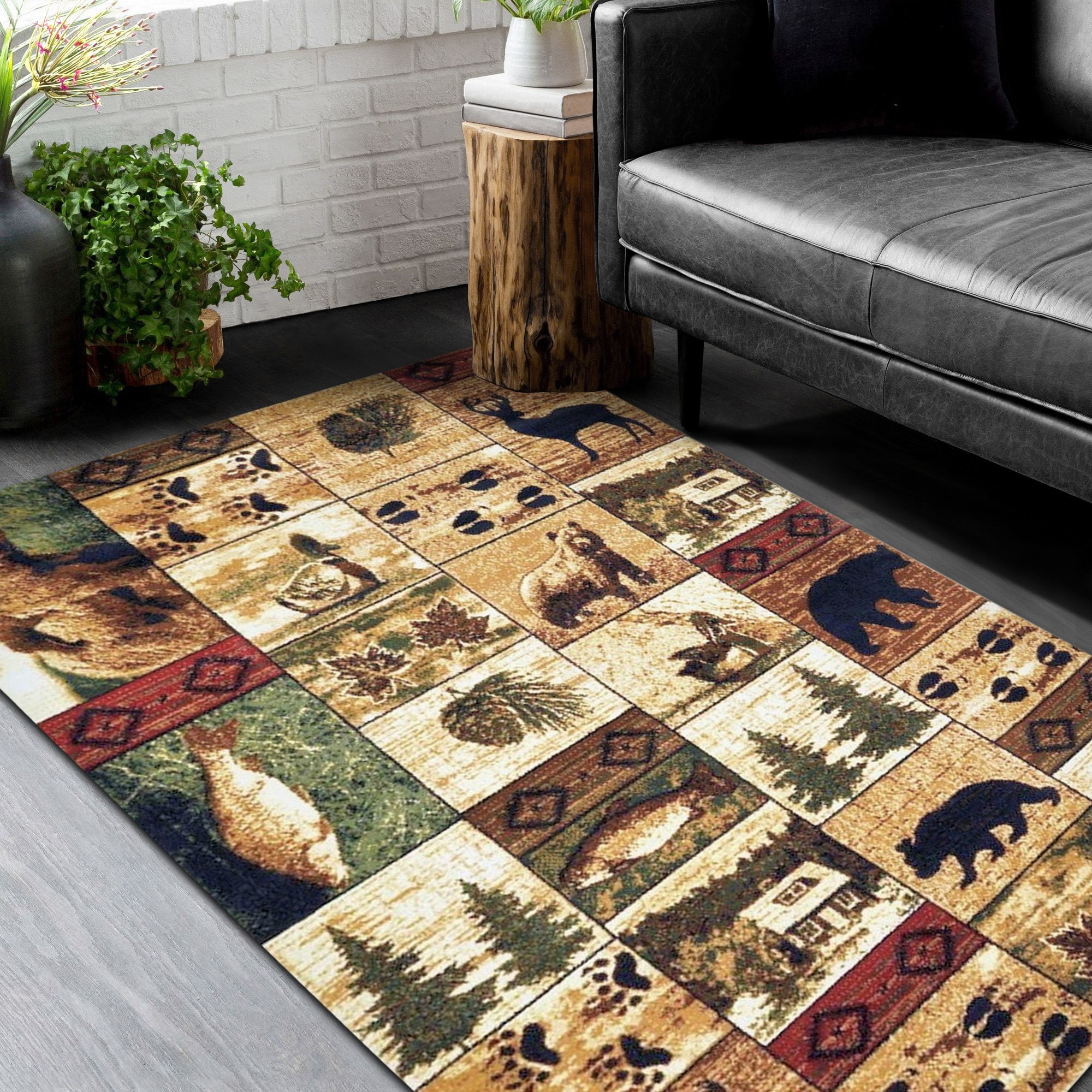 HR-Cabin Collection 907-Rustic Rugs3.8 by 5.1Contemporary Geometric ...