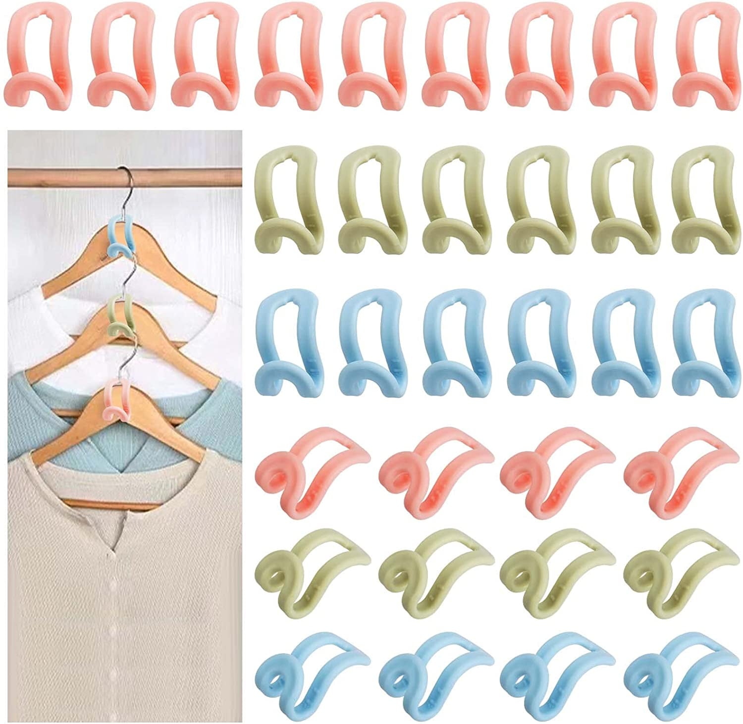 Aipaide Hanger Connection Hook, 60 Pcs PP Space Saving Mini Hanger - 3 ...
