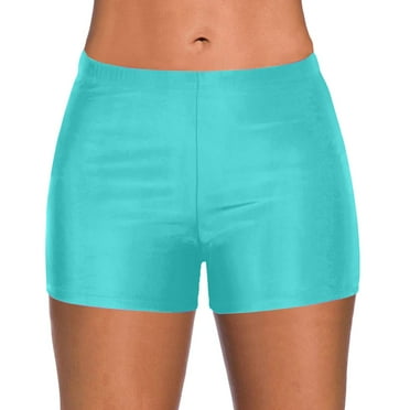 Asoul Women Solid Swim Shorts with Pockets High Waisted Swim ...