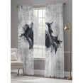 3D Broken Wall Sheer Curtains for Living Room Bedroom Black Grey Dark ...