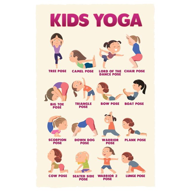Laminated Kids Yoga Poses Chart Fitness Exercise Indoor Activity ...