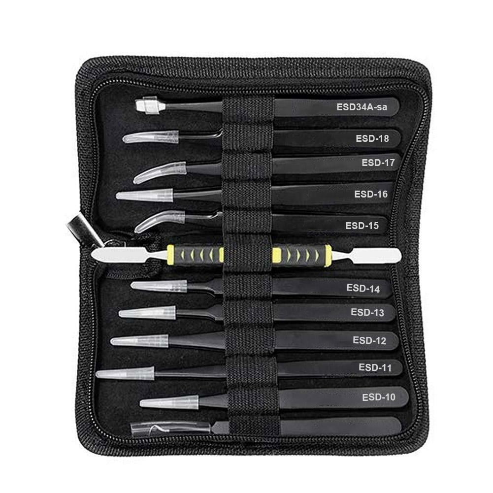 Kit de 12 pinzas multifuncionales de precisión: antiestáticas y no ...