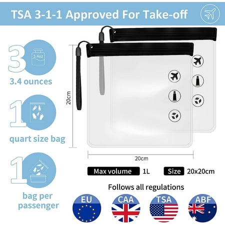 Airport Security Liquid Bag, Clear Travel toiletries bag with rope, 4 ...