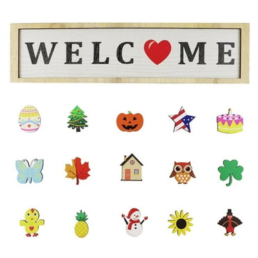 Fox Valley Traders Folding Wooden Welcome Sign with 10 Holiday Shapes ...