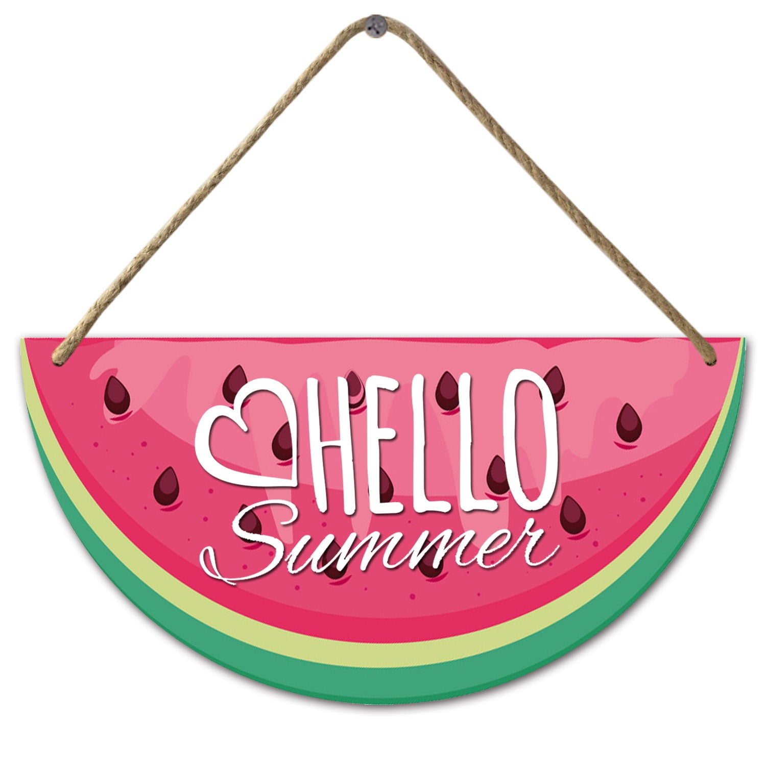 Eveokoki Watermelon Door Sign Hello Summer Door Hanger Wood Front Door