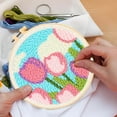 D Complete Punch Needle Embroidery Starter Kit For Adults With Flower ...