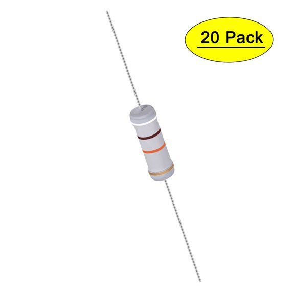 Uxcell 91K Ohm 3W ±5% Tolerance Axile Lead Metal Oxide Film Resistor 20 ...