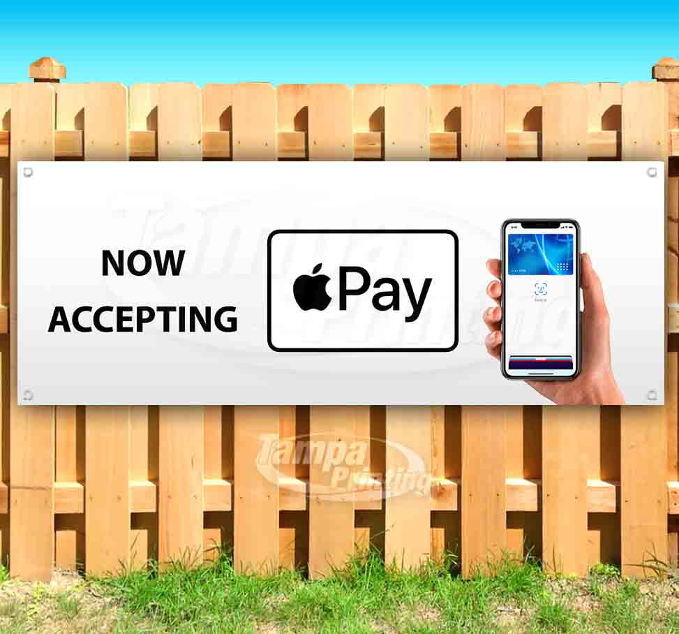 Now Accepting Online Pay 13 oz Vinyl Banner With Metal Grommets ...