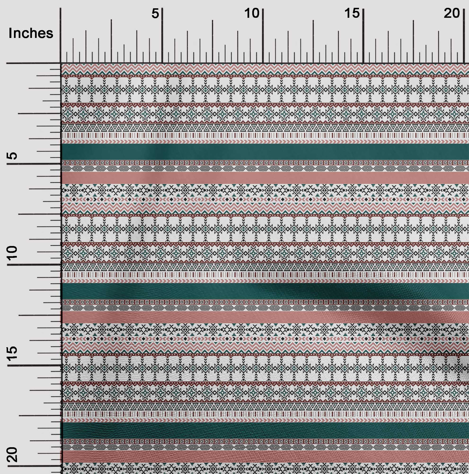 oneOone Silk Tabby Teal Green Fabric Aztec Tribal Sewing Fabric By The ...