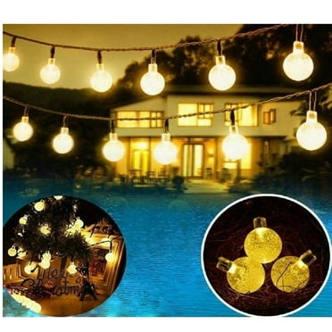20ft 30 LED Solar String Ball Lights Outdoor Waterproof Warm White ...