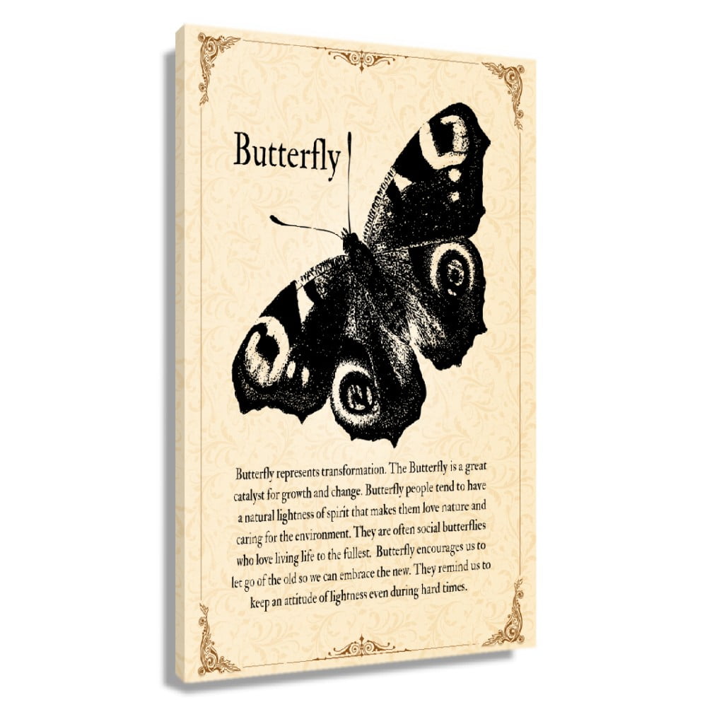 Butterfly Quotes Wall Art Knowledge Poster Vintage Animal Wall Art ...