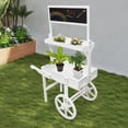 2 Tiers Fir Wood White Plant Flower Rack Flower Pots Holder Display ...