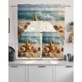 Coastal Orange Starfish Kitchen Curtains Sets 36 Inch Length with ...