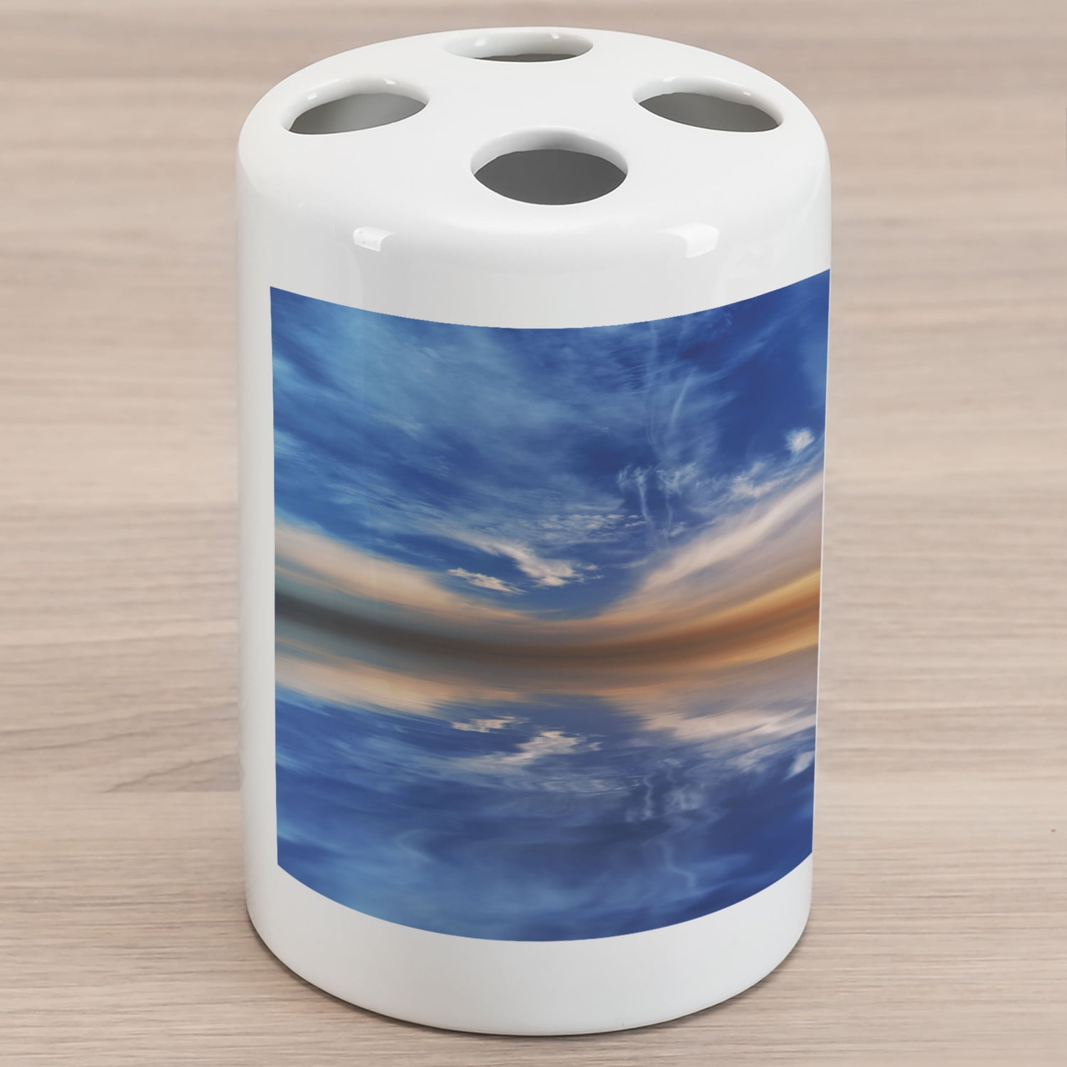 Nature Ceramic Toothbrush Holder, Dreamy Sky Background with Backward ...