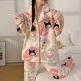 Kawaii Sanrio Coral Velvet Pajama Set Women Kuromi Plush Thickened