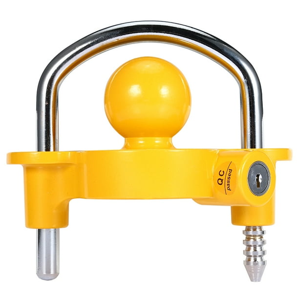 Yellow Universal Hitch Trailer Lock with 2 Keys for 1-7/8", 2", and 2-5 ...