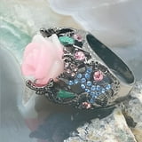 xiangDd Vintage Rose With Diamonds Exaggerated Ring Jewelry - Walmart.com