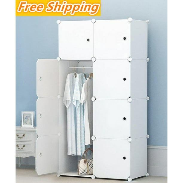 8 Cube DIY Portable Wardrobe Closet for Hanging Clothes, Bedroom ...