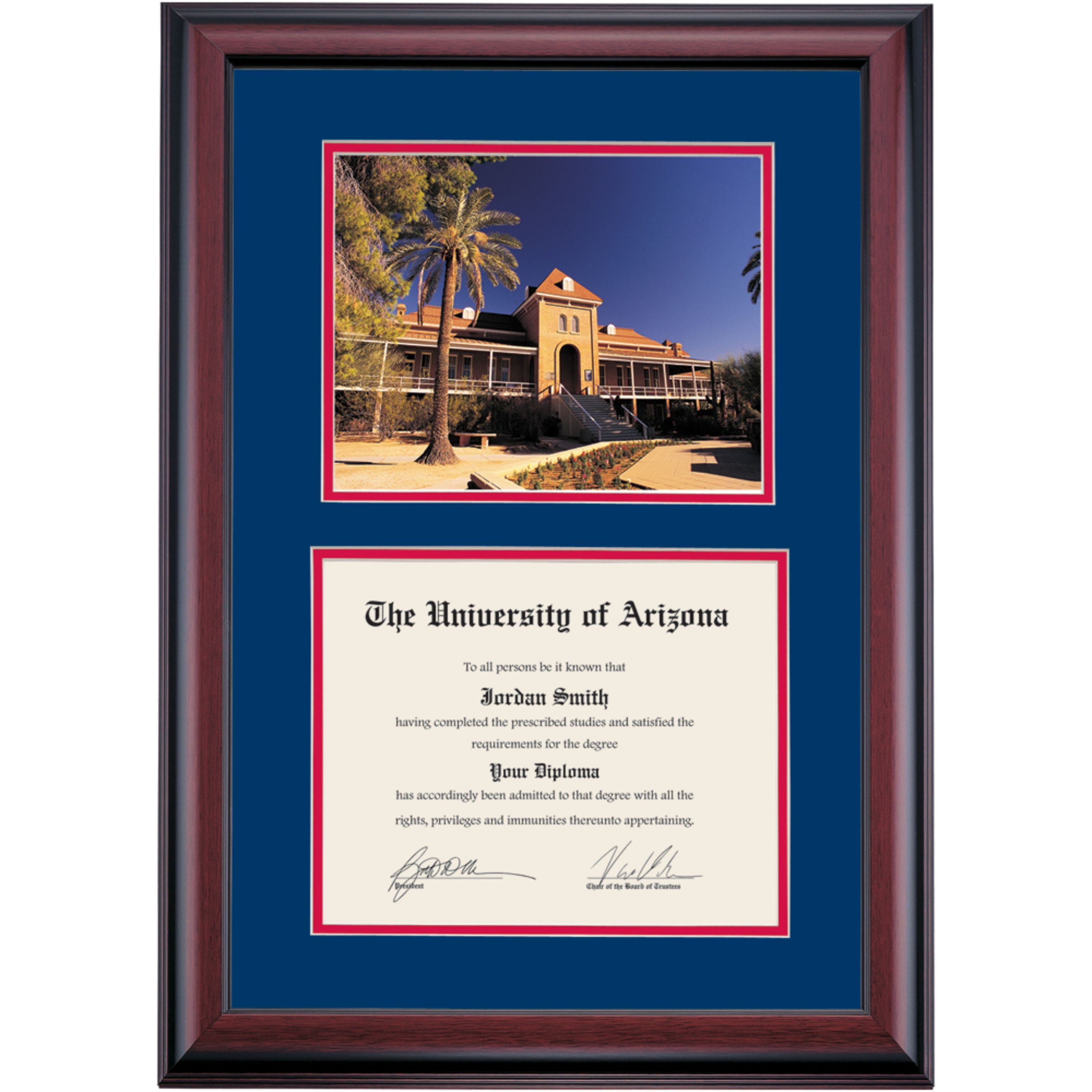 OCM Diploma Frame for The University of Arizona, Navy/Cherry Mat with ...