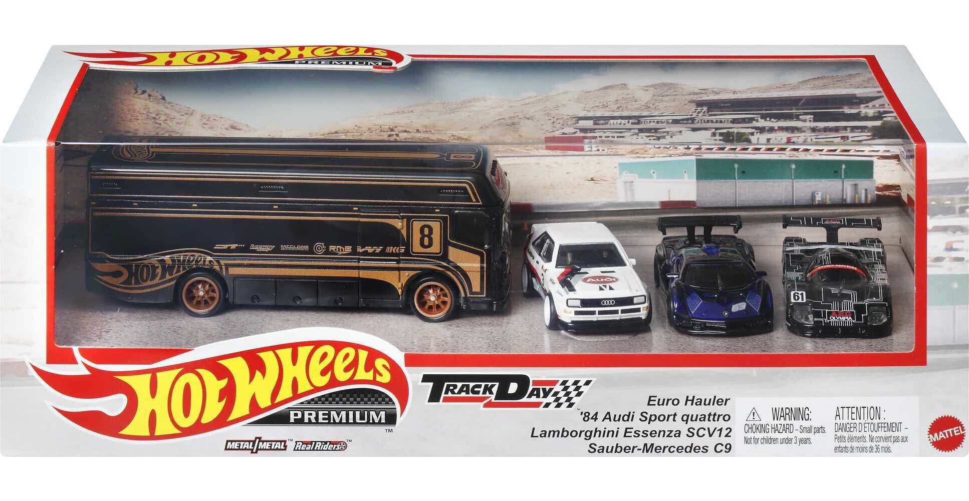 Hot Wheels Premium Collector Display Sets, 3 Cars & 1 Transporter ...