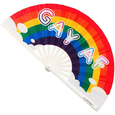 Rave Fan Rainbow Gay Pride LGBT Parade, Large Bamboo Loud Clack Folding ...